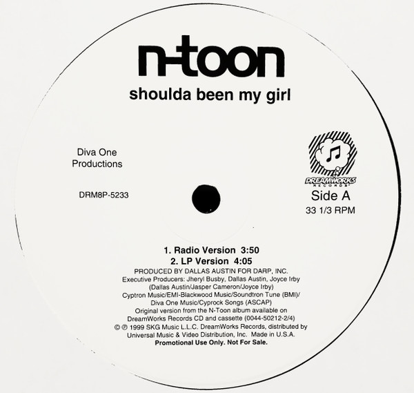 ・アーティスト N-Toon ・タイトル Shoulda Been My Girl ・レーベル・型番 DreamWorks Records DRM8P5233 ・フォーマット 12インチレコード ・コンディション(盤) 良い (VG+) ・...