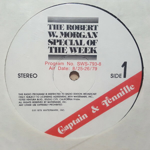 ・アーティスト Captain,tennille ・タイトル The Robert W. Morgan Special Of The Week ・レーベル・型番 WATERMARK SWS7938 ・フォーマット 12インチレコード ・コン...