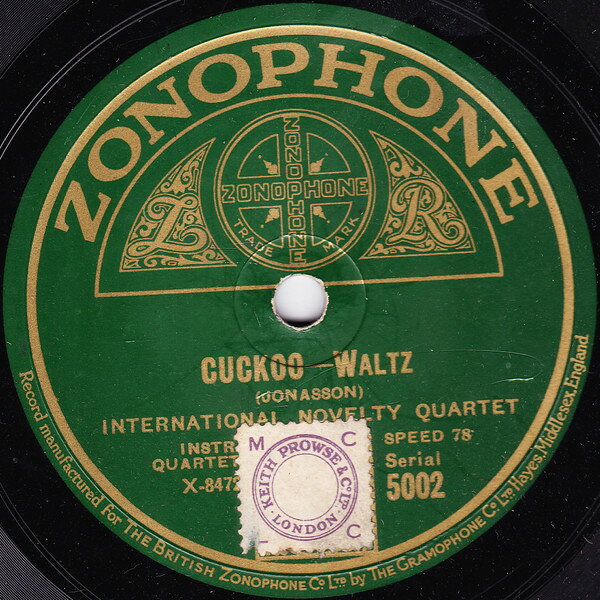 ・アーティスト International Novelty Orchestra ・タイトル Cuckoo / Lena ・レーベル・型番 ZONOPHONE 5002 ・フォーマット 78回転SP盤レコード ・コンディション(盤) 良い (...