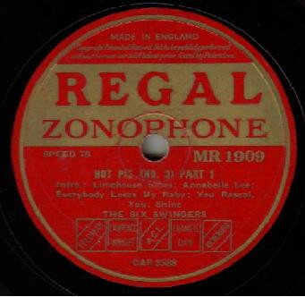 ・アーティスト Six Swingers ・タイトル Hot Pie No3 ・レーベル・型番 REGAL ZONOPHONE MR1909 ・フォーマット 78回転SP盤レコード ・コンディション(盤) 良い (VG+) ・コンディション...