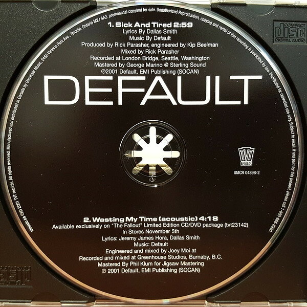 ・アーティスト Default ・タイトル Sick And Tiredsick And Tired ・レーベル・型番 TVT UMCR048982 ・フォーマット CD ・コンディション(盤) 良い (VG+) ・コンディション(ジャケッ...