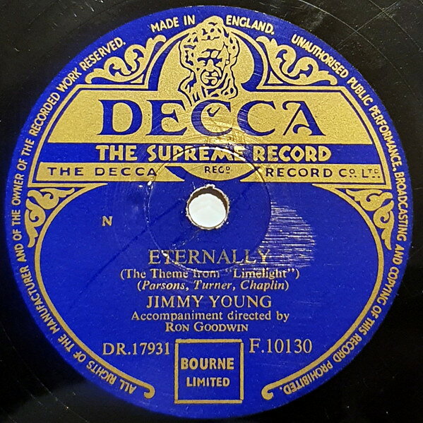 ・アーティスト Jimmy Young ・タイトル Eternally / Is It Any WONDER ・レーベル・型番 DECCA F10130 ・フォーマット 78回転SP盤レコード ・コンディション(盤) 良い (VG+) ・コ...