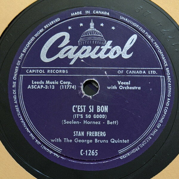 ・アーティスト Stan Freberg, George Bruns Quintet ・タイトル Cest Si Bon / A Dear John And Marsha Letter ・レーベル・型番 CAPITOL RECORDS C1...
