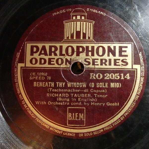 ・アーティスト リヒャルト・タウバー ・タイトル オー・ソレ・ミオ / ラ・パロマ ・レーベル・型番 PARLOPHONE-ODEON SERIES RO20514 ・フォーマット 78回転SP盤レコード ・コンディション(盤) 良い (V...