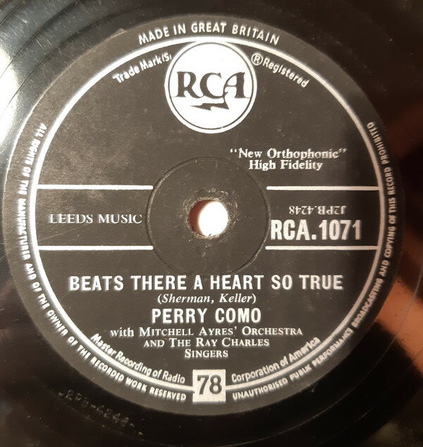 ・アーティスト Perry Como, Mitchell Ayres Orchestra ・タイトル Moon Talk / Beats There A Heart So True ・レーベル・型番 RCA RCA1071 ・フォーマット ...