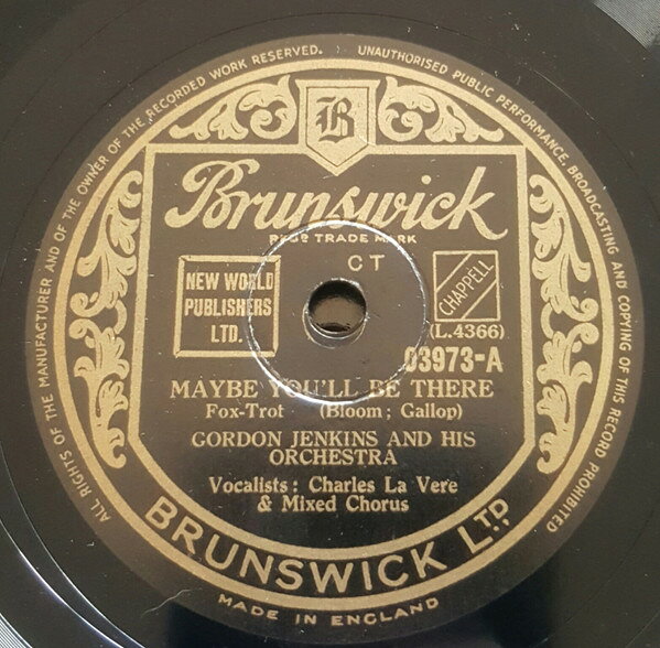 ・アーティスト Gordon Jenkins & His Orchestra ・タイトル Maybe Youll Be There / On The Painted Desert ・レーベル・型番 BRUNSWICK 03973 ・フォーマ...