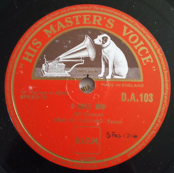 ・アーティスト エンリコ・カールソー ・タイトル オー・ソレ・ミオ / かわいい口もと ・レーベル・型番 HIS MASTERS VOICE DA103 ・フォーマット 78回転SP盤レコード ・コンディション(盤) 良い (VG+) ・コ...