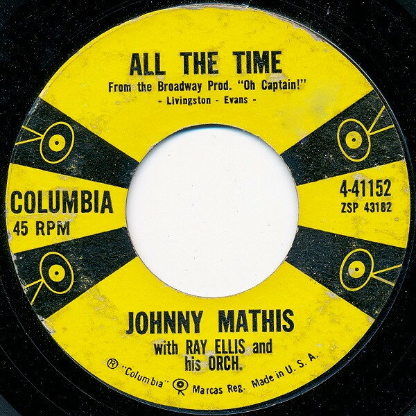 ・アーティスト Johnny Mathis ・タイトル All The Time / Teacher, Teacher ・レーベル・型番 Columbia 441152 ・フォーマット 7インチレコード ・コンディション(盤) 良い (VG...