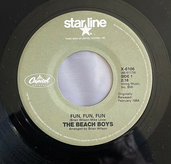 ・アーティスト Beach Boys ・タイトル Fun, Fun, Fun / Why Do Fools Fall In Love ・レーベル・型番 Capitol Records X6106 ・フォーマット 7インチレコード ・コンディ...