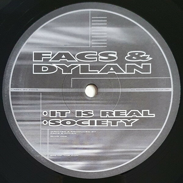 ・アーティスト Facs & Dylan ・タイトル It Is Real / Society ・レーベル・型番 Based On Bass BOB005 ・フォーマット 12インチレコード ・コンディション(盤) 良い (VG+) ・コン...
