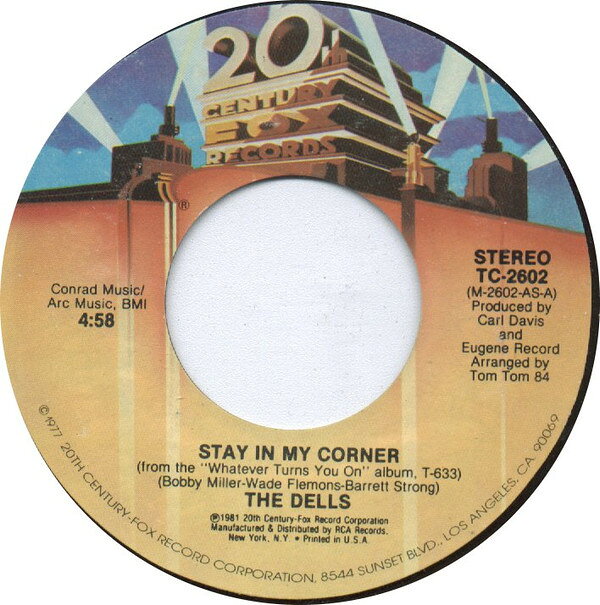 ・アーティスト Dells ・タイトル Stay In My Corner ・レーベル・型番 20th Century Fox Records TC2602 ・フォーマット 7インチレコード ・コンディション(盤) 良い (VG+) ・コン...