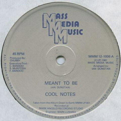 ・アーティスト Cool Notes ・タイトル Meant To Be / Why Can't We Be Friends ・レーベル・型番 Mass Media Music UK MMM121006 ・フォーマット 12インチレコード ...