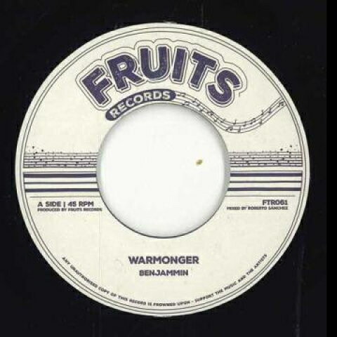 ・アーティスト Benjammin ・タイトル Warmonger / Dub Monger ・レーベル・型番 Fruits EU FTR061 ・フォーマット 7インチレコード ・コンディション(盤) 新品 (M) ・コンディション(ジャ...