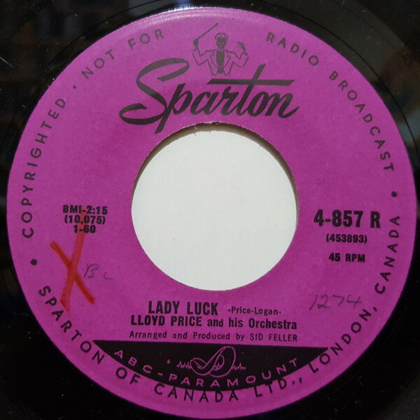 ・アーティスト Lloyd Price & His Orchestra ・タイトル Lady Luck ・レーベル・型番 Sparton 4857R ・フォーマット 7インチレコード ・コンディション(盤) 良い (VG+) ・コンディショ...