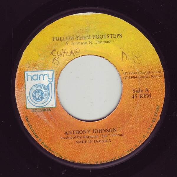 ・アーティスト Anthony Johnson ・タイトル Follow Them Footsteps ・レーベル・型番 Harry J Records NONE ・フォーマット 7インチレコード ・コンディション(盤) 良い (VG+) ...