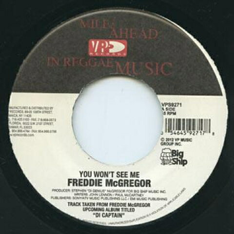 ・アーティスト Freddie Mcgregor ・タイトル Rainbow Country / You Won't See Me ・レーベル・型番 VP VPS9271 ・フォーマット 7インチレコード ・コンディション(盤) 新品 (M...