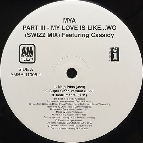 ・アーティスト Mya ・タイトル My Love Is Like...WO (Part II And Part III) ・レーベル・型番 A&M Records AMRR110051 ・フォーマット 12インチレコード ・コンディション...