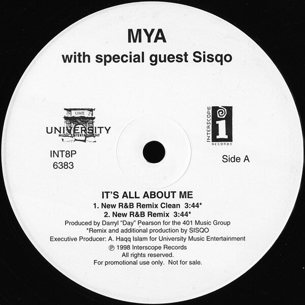 ・アーティスト Mya, Special Guest Sisqo ・タイトル It's All About Me ・レーベル・型番 INTERSCOPE INT8P ・フォーマット 12インチレコード ・コンディション(盤) 良い (VG+...
