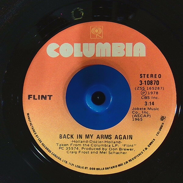 ・アーティスト Flint ・タイトル Back In My Arms Again ・レーベル・型番 Columbia 310870 ・フォーマット 7インチレコード ・コンディション(盤) 良い (VG+) ・コンディション(ジャケット)...