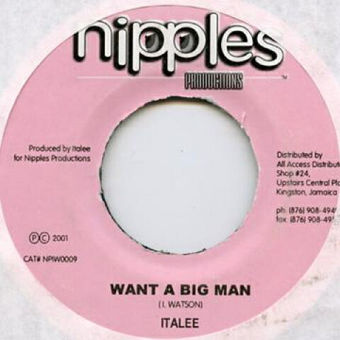 ・アーティスト Italee ・タイトル Want A Big Man ・レーベル・型番 Nipples Productions none ・フォーマット 7インチレコード ・コンディション(盤) 良い (VG+) ・コンディション(ジャケ...