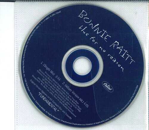 ・アーティスト Bonnie Raitt ・タイトル Blue For No Reason ・レーベル・型番 CAPITOL DPRO708761350029 ・フォーマット CD ・コンディション(盤) 良い (VG+) ・コンディション...