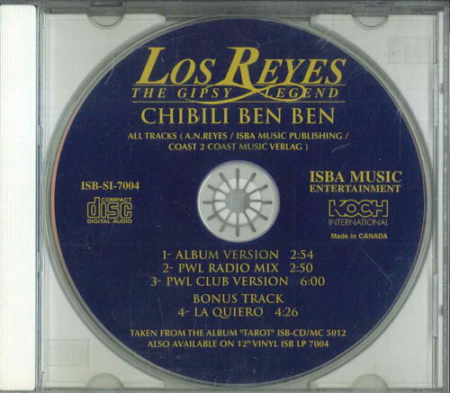・アーティスト Los Reyes ・タイトル Chibili Ben Ben ・レーベル・型番 ISBA MUSIC ENTERTAINMENT INC. ISBSI7004 ・フォーマット CD ・コンディション(盤) 良い (VG+)...