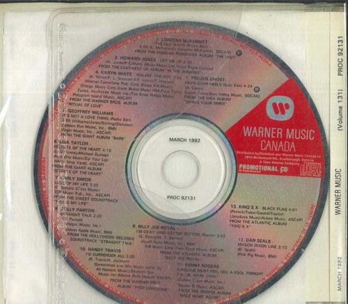 ・アーティスト Various ・タイトル Warner Music Canada March 1992 - Volume 131 ・レーベル・型番 WARNER MUSIC CANADA PROC92131 ・フォーマット CD ・コンデ...