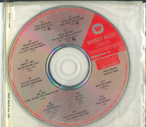 ・アーティスト Various ・タイトル Warner Music Canada March 1996 - Vol. 278 ・レーベル・型番 WARNER MUSIC CANADA PROC96278 ・フォーマット CD ・コンディシ...