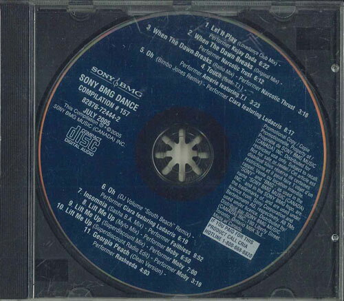 ・アーティスト Various ・タイトル Sony Bmg Dance Compilation # 157 ・レーベル・型番 SONY BMG MUSIC INC. 82876724442 ・フォーマット CD ・コンディション(盤) 良...