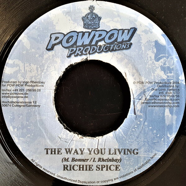 ・アーティスト Richie Spice ・タイトル The Way You Living ・レーベル・型番 Pow Pow Productions NONE ・フォーマット 7インチレコード ・コンディション(盤) 良い (VG+) ・コ...