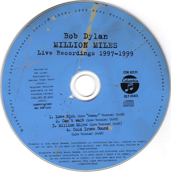 ・アーティスト Bob Dylan ・タイトル Million Miles - Live Recordings 1997-1999 ・レーベル・型番 Columbia CSK42171 ・フォーマット CD ・コンディション(盤) 非常に良...
