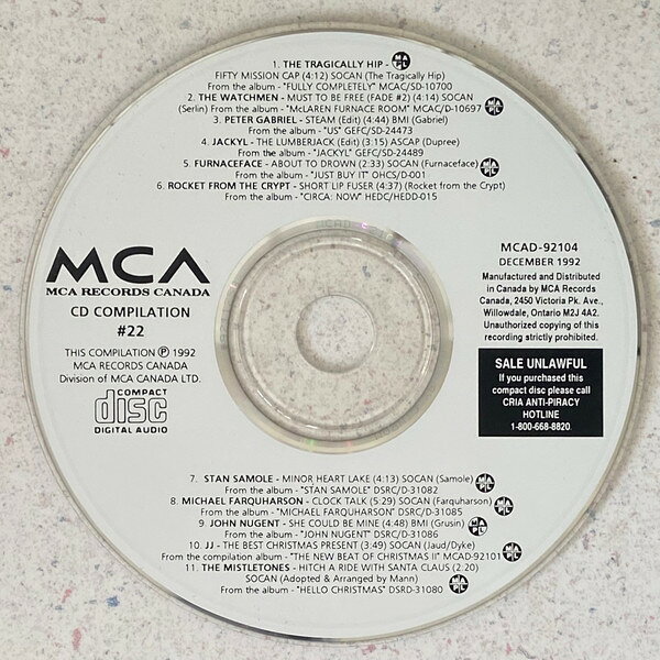 ・アーティスト Various ・タイトル Mca Records Canada - Cd Compilation #22 ・レーベル・型番 MCA MCAD92104 ・フォーマット CD ・コンディション(盤) 良い (VG+) ・コン...