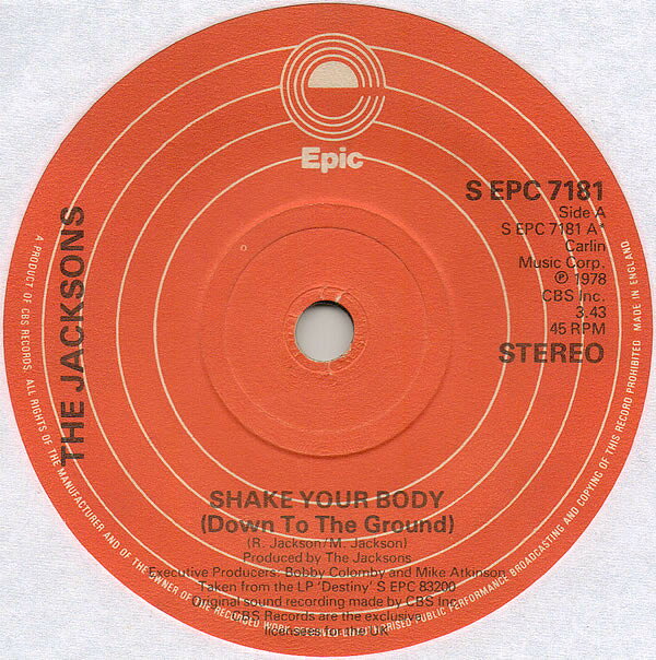 ・アーティスト Jacksons ・タイトル Shake Your Body (Down To The Ground) ・レーベル・型番 Epic SEPC7181 ・フォーマット 7インチレコード ・コンディション(盤) 良い (VG+)...