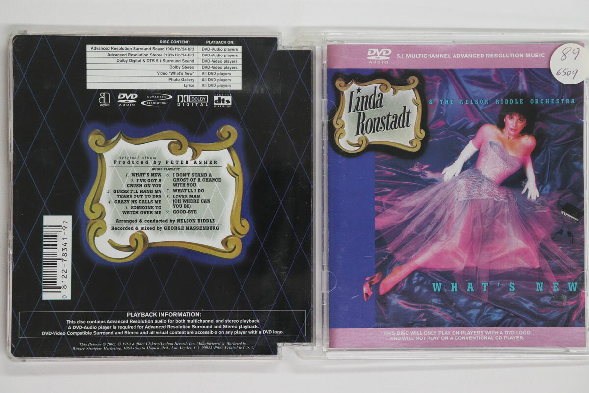 ・アーティスト Linda Ronstadt ・タイトル What's New (Dvd-audio) ・レーベル・型番 Asylum Records 8122783419 ・フォーマット DVD ・コンディション(盤) 良い (VG+) ...