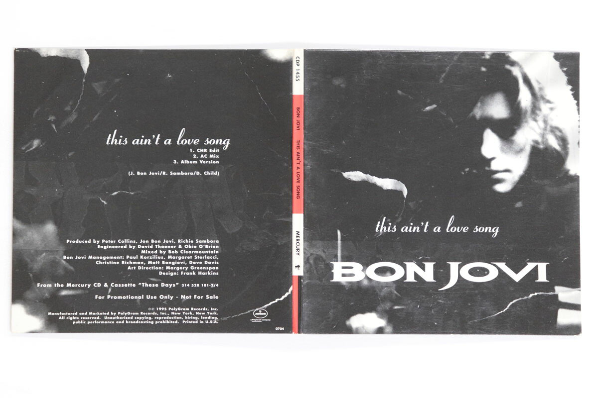 ・アーティスト Bon Jovi ・タイトル This Ain't A Love Song ・レーベル・型番 MERCURY CDP1455 ・フォーマット CD ・コンディション(盤) 良い (VG+) ・コンディション(ジャケット) 良...