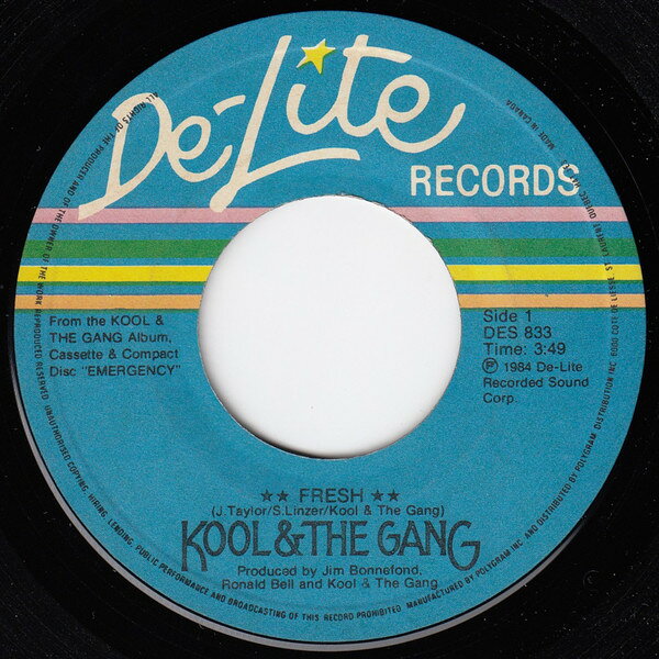 ・アーティスト Kool & The Gang ・タイトル Fresh ・レーベル・型番 DE-LITE DES833 ・フォーマット 7インチレコード ・コンディション(盤) 可 (VG) ・コンディション(ジャケット) プレインカバー（...