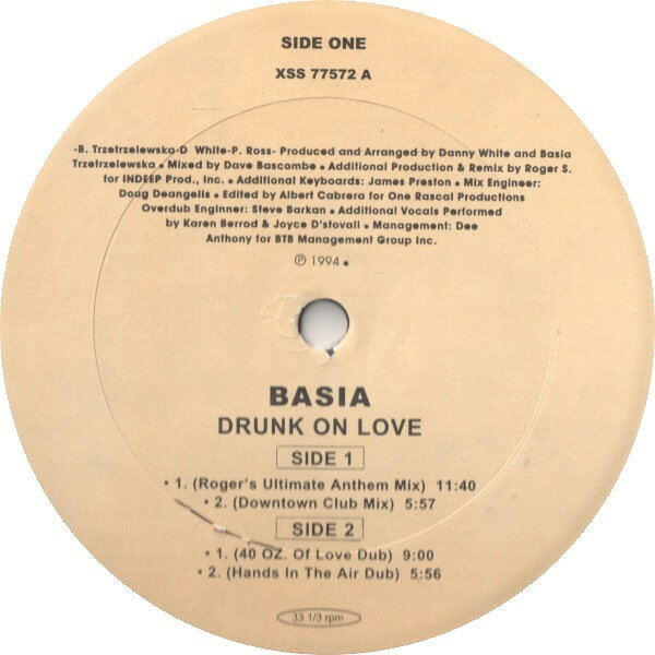 ・アーティスト Basia ・タイトル Drunk On Love ・レーベル・型番 EPIC DANCE XSS77572 ・フォーマット 12インチレコード ・コンディション(盤) 良い (VG+) ・コンディション(ジャケット) プレ...