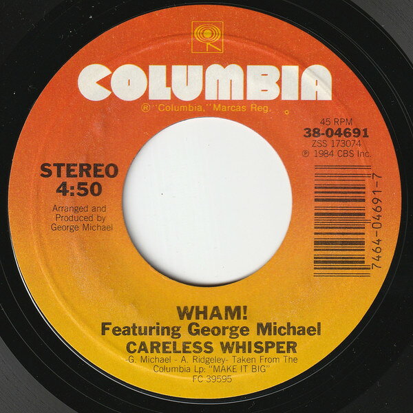 ・アーティスト Wham!, George Michael ・タイトル Careless Whisper ・レーベル・型番 COLUMBIA 3804691 ・フォーマット 7インチレコード ・コンディション(盤) 可 (VG) ・コンディ...