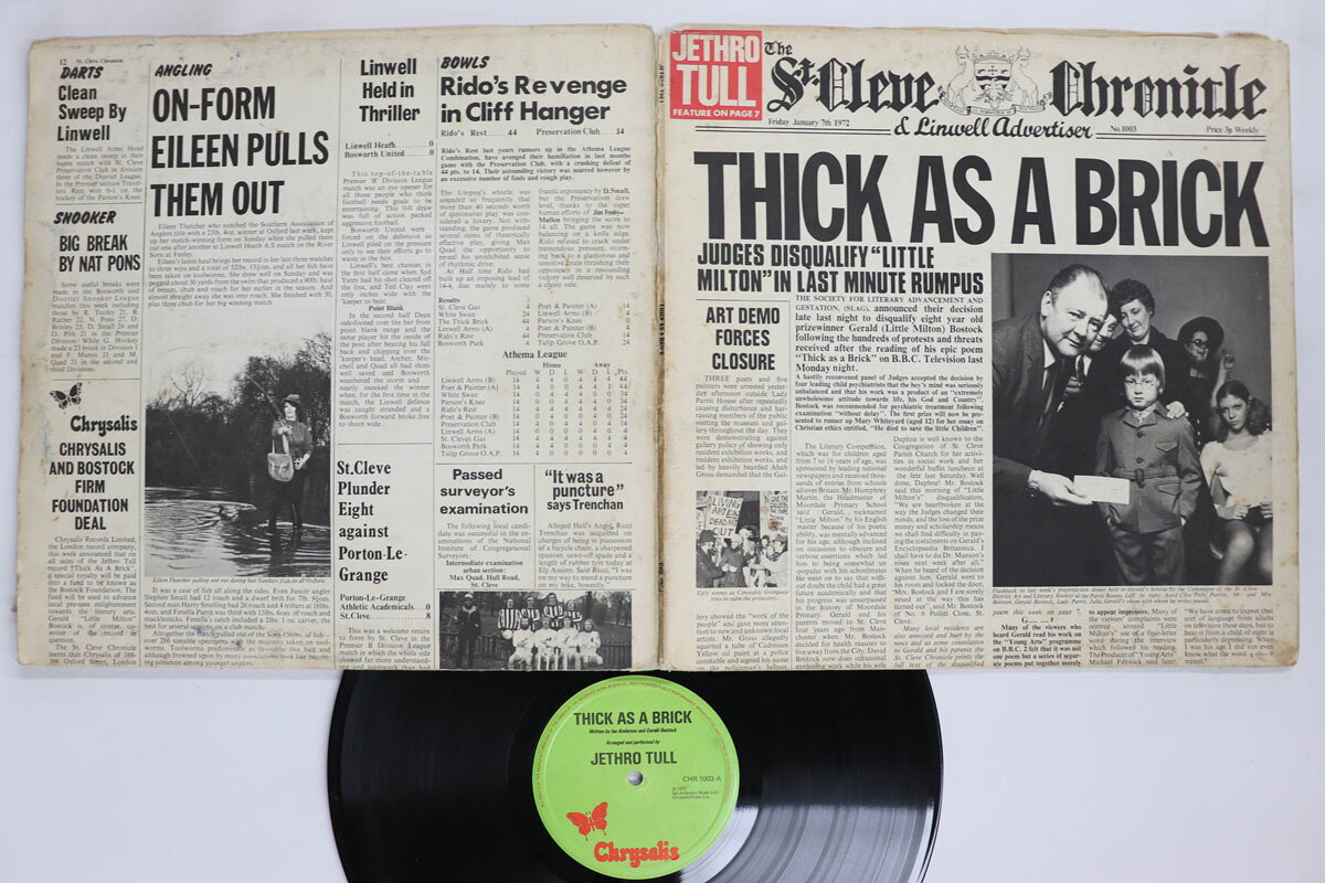 ・アーティスト Jethro Tull ・タイトル Thick As A Brick ・レーベル・型番 CHRYSALIS CHR1003 ・フォーマット LPレコード ・コンディション(盤) 良い (VG+) ・コンディション(ジャケット...