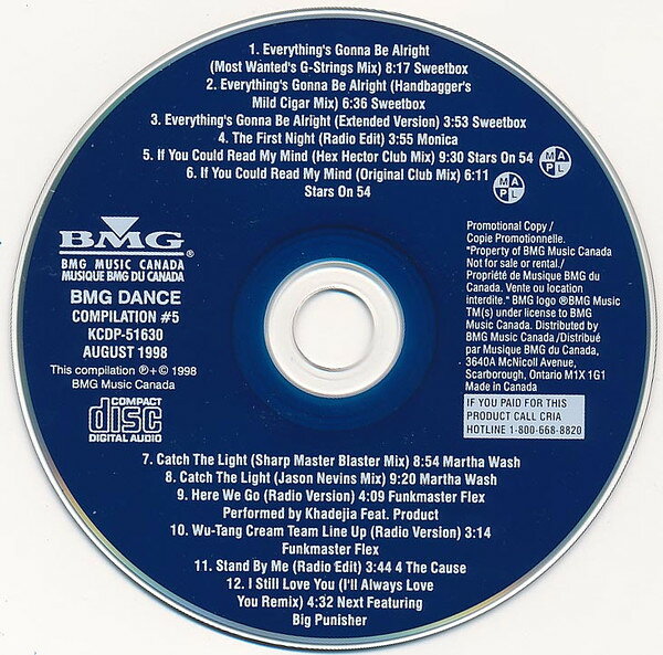 ・アーティスト Various ・タイトル Bmg Dance Compilation #5 ・レーベル・型番 BMG Music Canada KCDP51630 ・フォーマット CD ・コンディション(盤) 良い (VG+) ・コンディ...