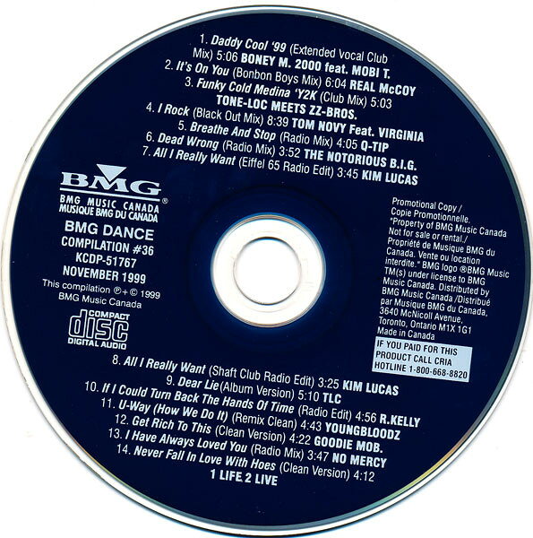 ・アーティスト Various ・タイトル Bmg Dance Compilation #36 ・レーベル・型番 BMG Music Canada KCDP51767 ・フォーマット CD ・コンディション(盤) 良い (VG+) ・コンデ...