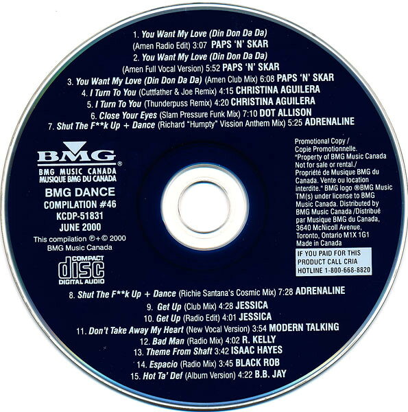 ・アーティスト Various ・タイトル Bmg Dance Compilation #46 ・レーベル・型番 BMG Music Canada KCDP51831 ・フォーマット CD ・コンディション(盤) 良い (VG+) ・コンデ...