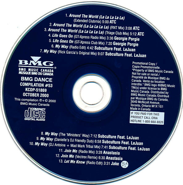 ・アーティスト Various ・タイトル Bmg Dance Compilation #53 ・レーベル・型番 BMG Music Canada KCDP51869 ・フォーマット CD ・コンディション(盤) 良い (VG+) ・コンデ...
