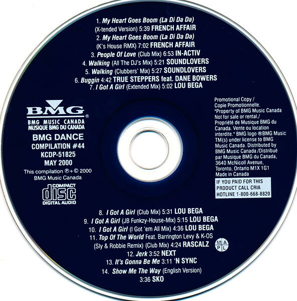 ・アーティスト Various ・タイトル Bmg Dance Compilation #44 ・レーベル・型番 BMG Music Canada KCDP51825 ・フォーマット CD ・コンディション(盤) 可 (VG) ・コンディシ...