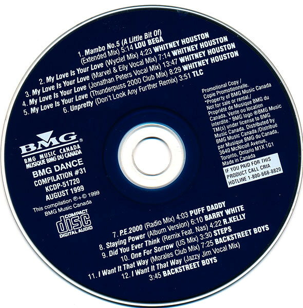 ・アーティスト Various ・タイトル Bmg Dance Compilation #31 ・レーベル・型番 BMG Music Canada KCDP51720 ・フォーマット CD ・コンディション(盤) 可 (VG) ・コンディシ...