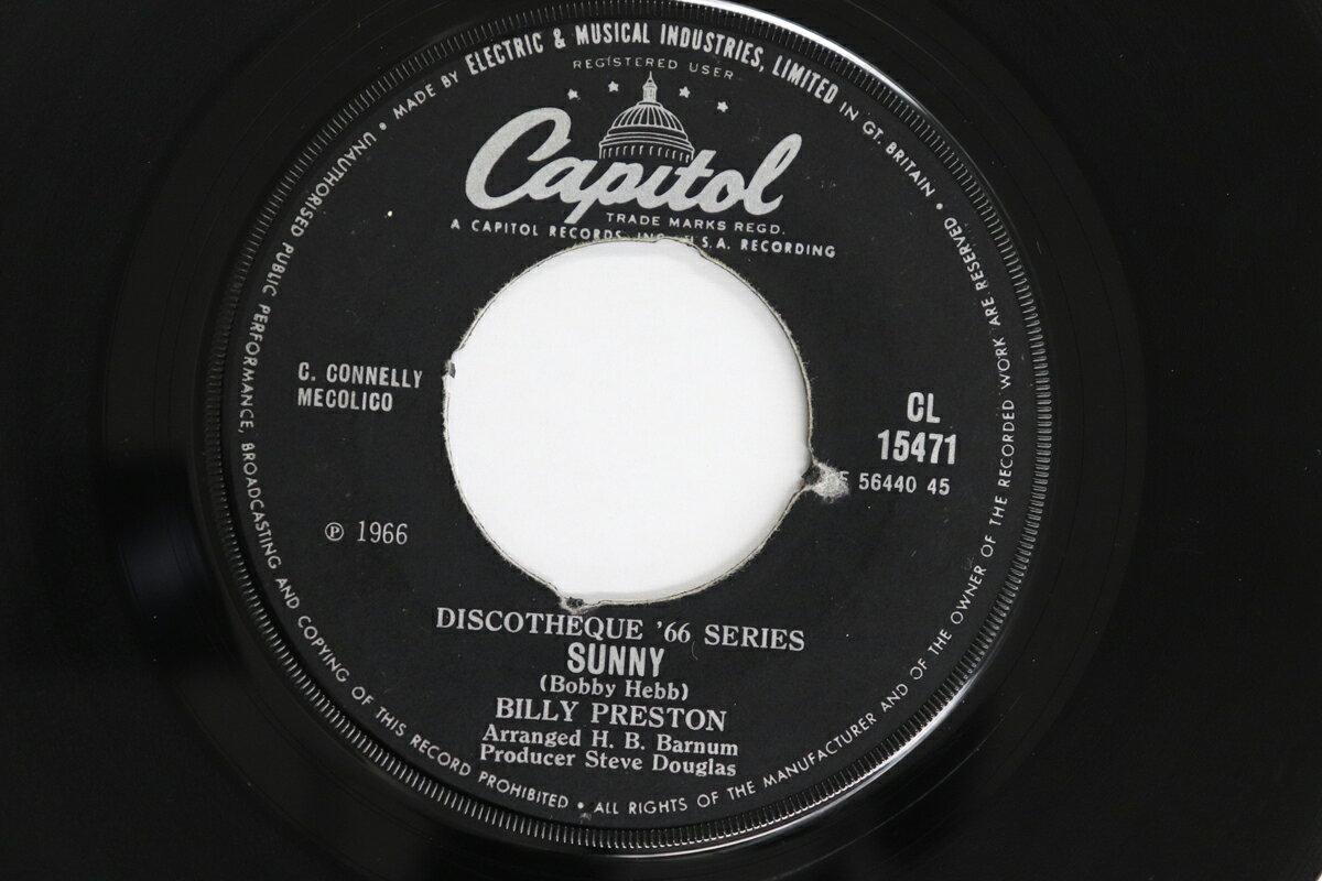 ・アーティスト Billy Preston ・タイトル Sunny ・レーベル・型番 Capitol Records CL15471 ・フォーマット 7インチレコード ・コンディション(盤) 良い (VG+) ・コンディション(ジャケット)...