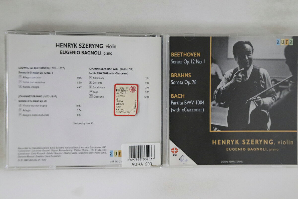 ・アーティスト Henryk Szeryng, Eugenio Bagnoli ・タイトル Bach ・ Beethoven ・ Brahms ・レーベル・型番 AURA AUR2032ADD ・フォーマット CD ・コンディション(盤) ...