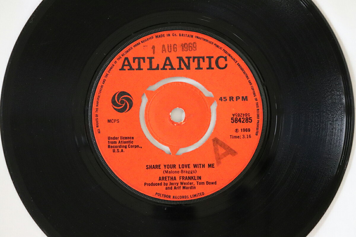 ・アーティスト Aretha Franklin ・タイトル Share Your Love With Me ・レーベル・型番 Atlantic 584285 ・フォーマット 7インチレコード ・コンディション(盤) 可 (VG) ・コンディ...