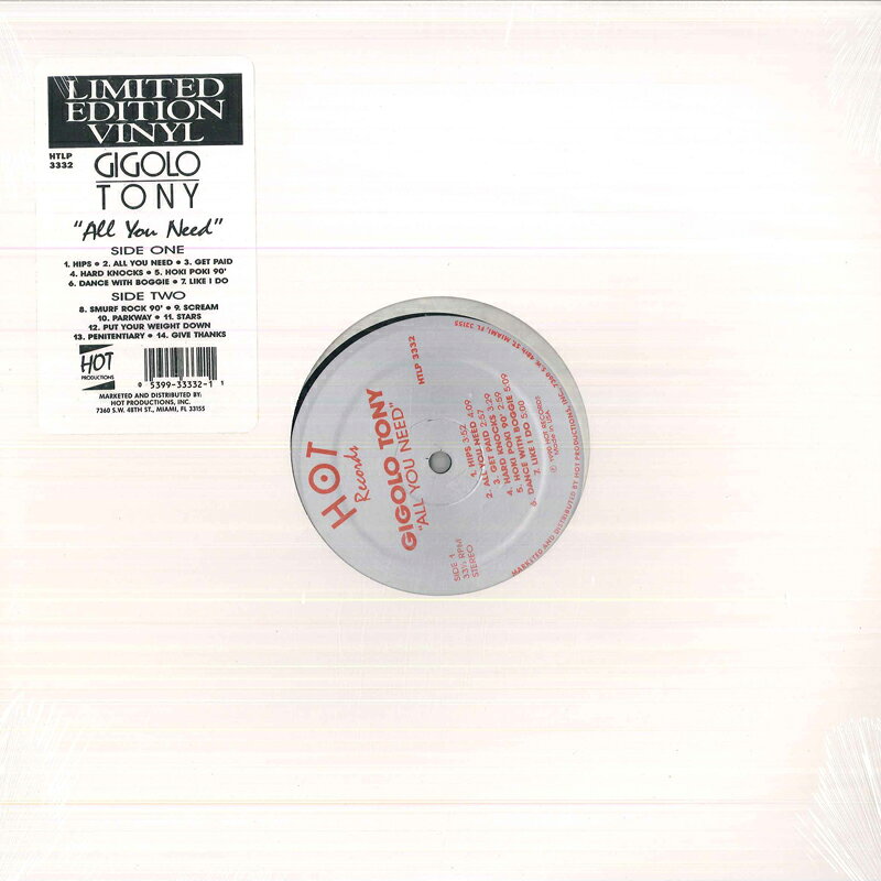 ・アーティスト Gigolo Tony ・タイトル All You Need ・レーベル・型番 Hot Records HTLP3332 ・フォーマット LPレコード ・コンディション(盤) 新品 (M) ・コンディション(ジャケット) 新...