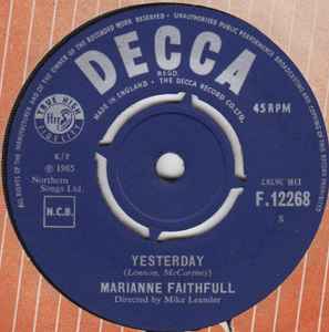 ・アーティスト Marianne Faithfull ・タイトル Yesterday ・レーベル・型番 Decca F12268 ・フォーマット 7インチレコード ・コンディション(盤) 良い (VG+) ・コンディション(ジャケット) プ...